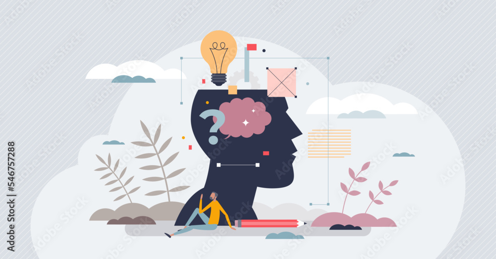 Design thinking and creative project idea development tiny person ...