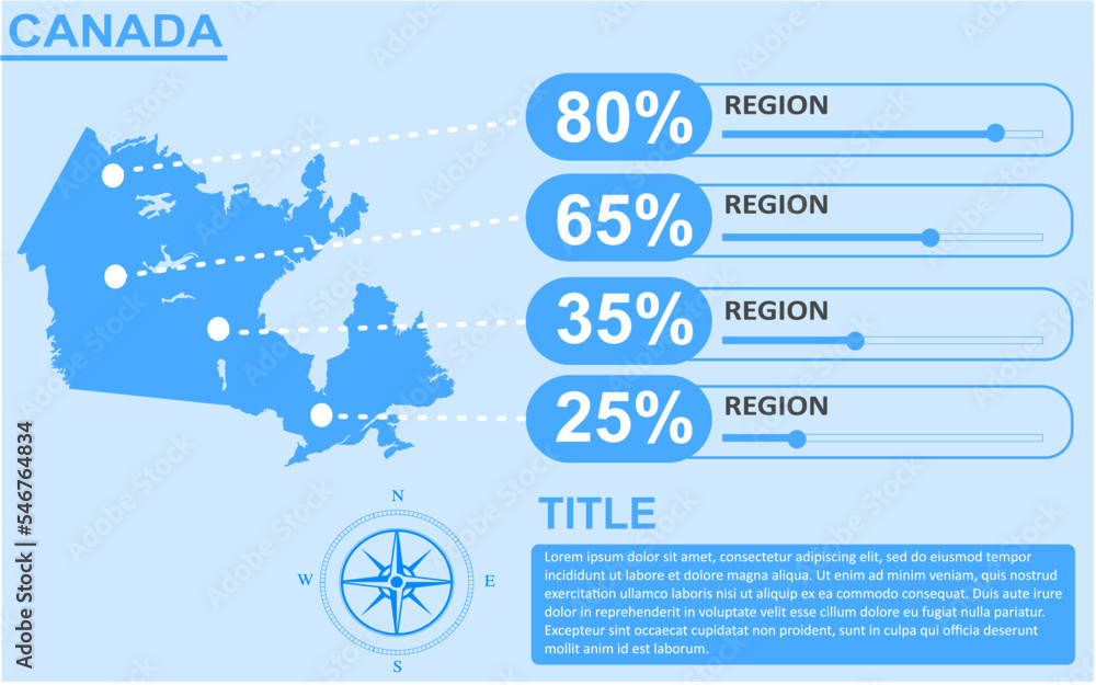 canada country region map infographic with slider presentation design ...