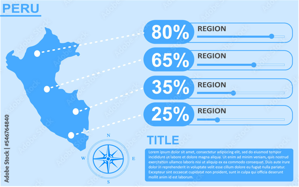peru country region map infographic with slider presentation design ...