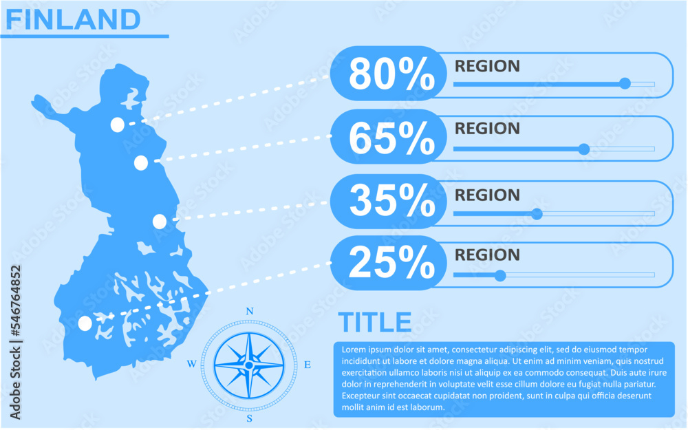 Finland country region map infographic with slider presentation design ...