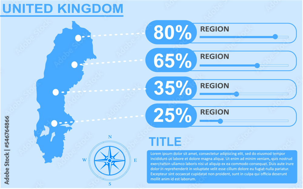 United kingdom country region map infographic with slider presentation ...