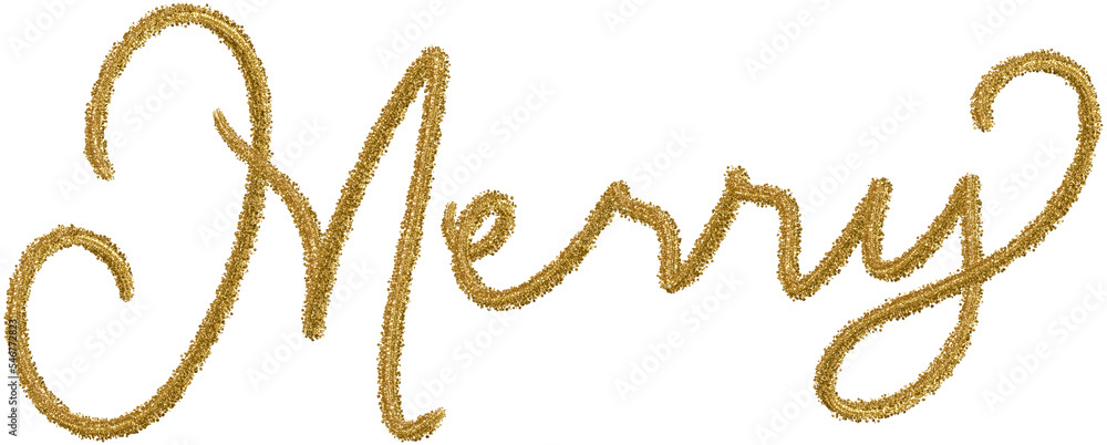 Merry Word, Gold Lettering, Cursive Writing Stock Illustration | Adobe ...