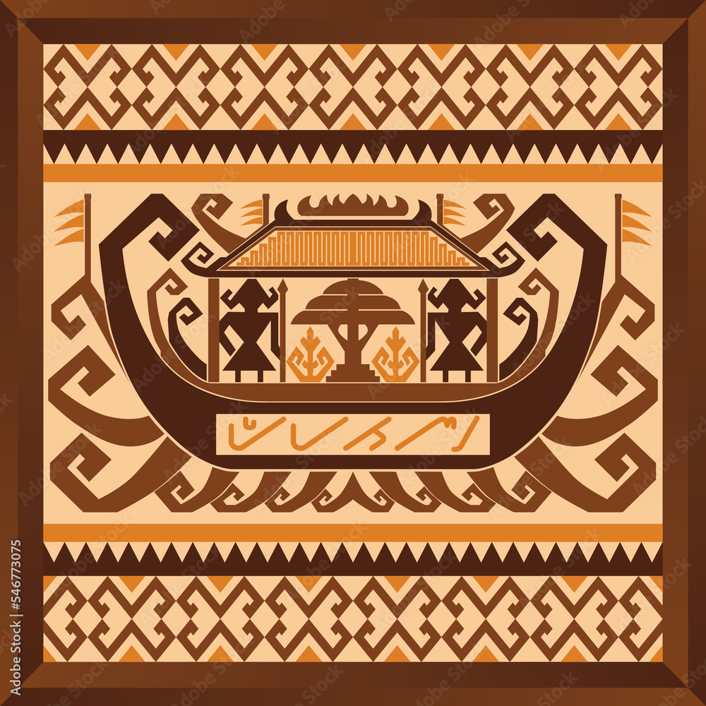 Vector of a typical Lampung wooden carving used by the Lampung tribal ...