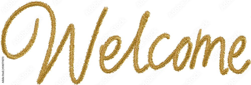Welcome Word, Gold Lettering, Cursive Writing Stock Illustration ...