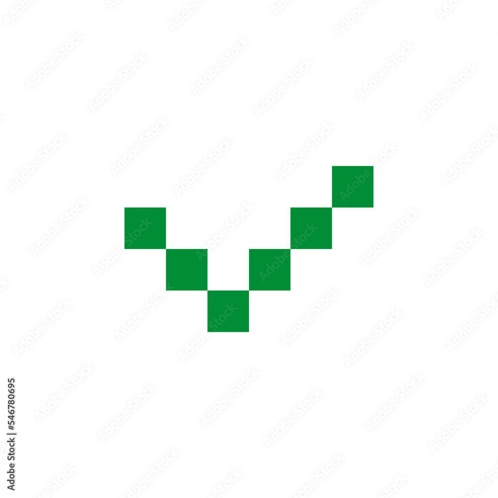 Green check mark symbol. Vector icon. Pixel art and dot style. Stock ...
