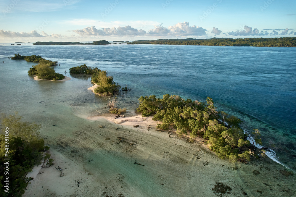 Small island erosion by climate change sea level rise, Pacific Ocean ...