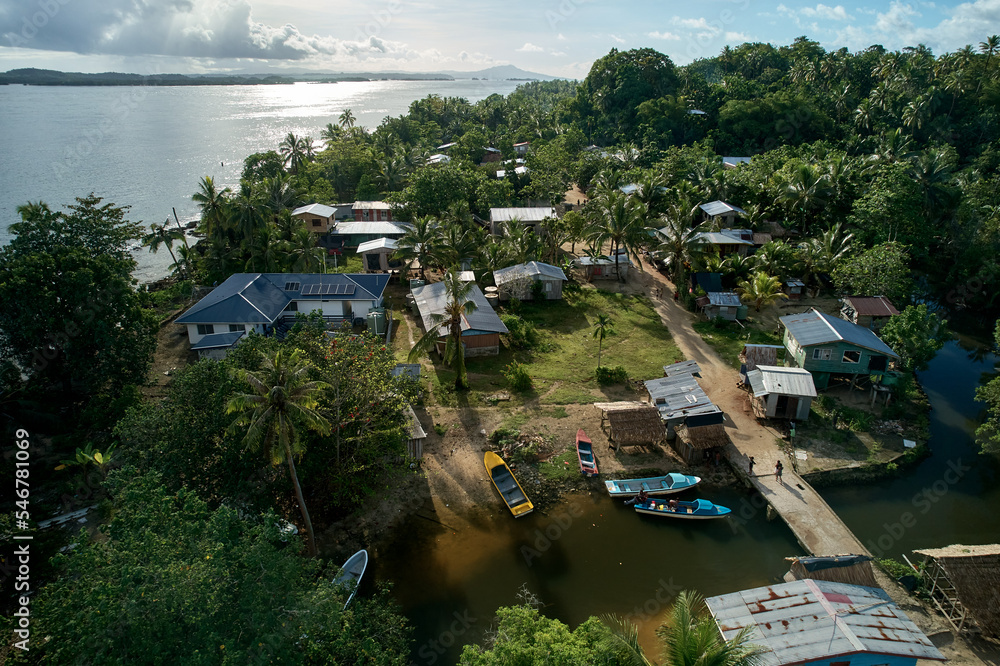 Wagina, remote Solomon Islands village centre, global south Pacific ...