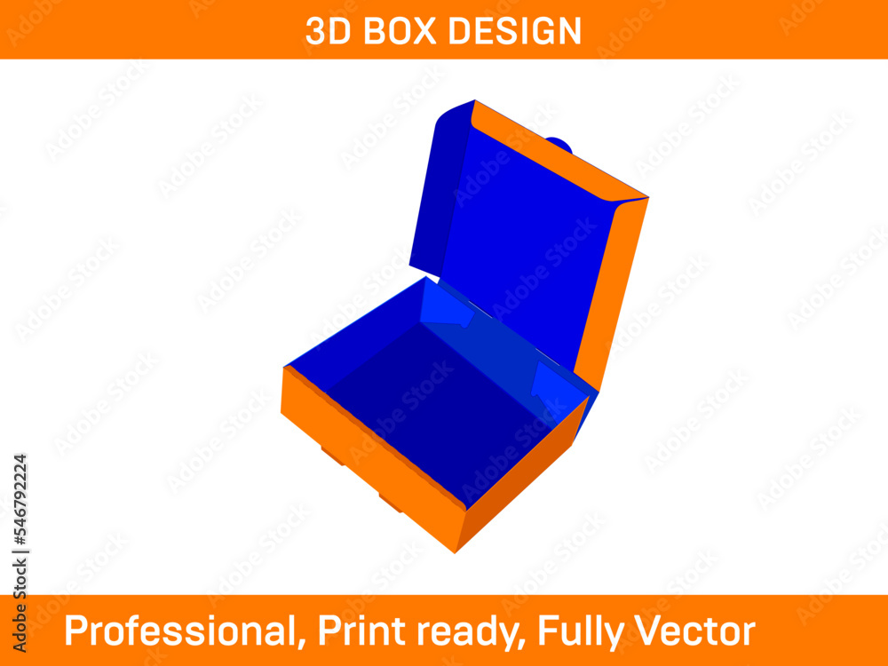Food packaging box dieline template and 3D render Stock Vector | Adobe ...