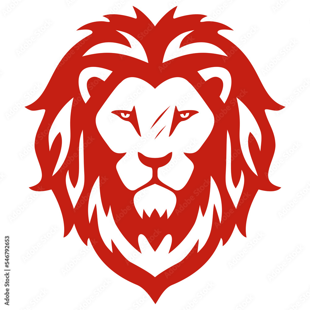 Red Lion Head Scar Logo Illustration Mascot Design Stock Illustration ...