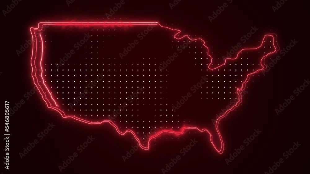 Neon Red USA Map Borders Outline Loop Background Stock Video | Adobe Stock