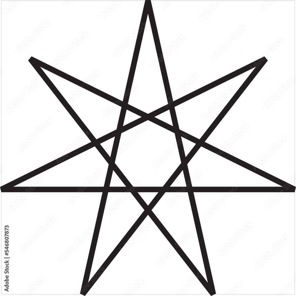 Vector, Image of heptagon star, black and white, with transparent ...