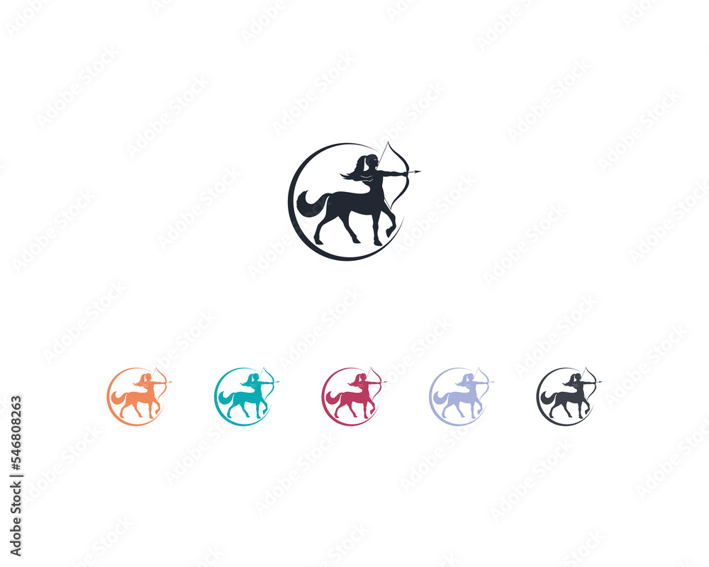 Centaur Archer, mythology creature, Sagitarius Zodiac Sign vector logo ...