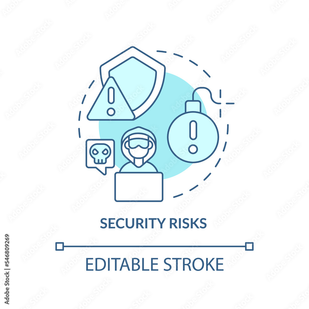 Security risks turquoise concept icon. Strong data management system ...