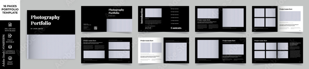Square Multipurpose Modern Portfolio Design Template, Black Portfolio ...