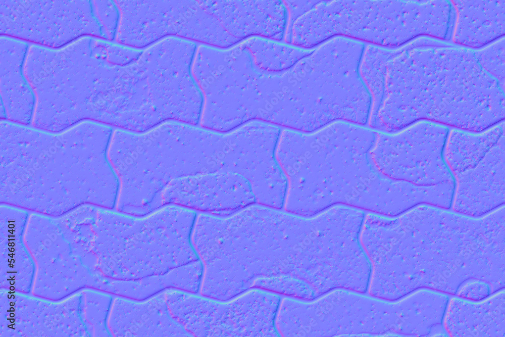 Normal map of pavement seamless pattern with figured interlocking ...