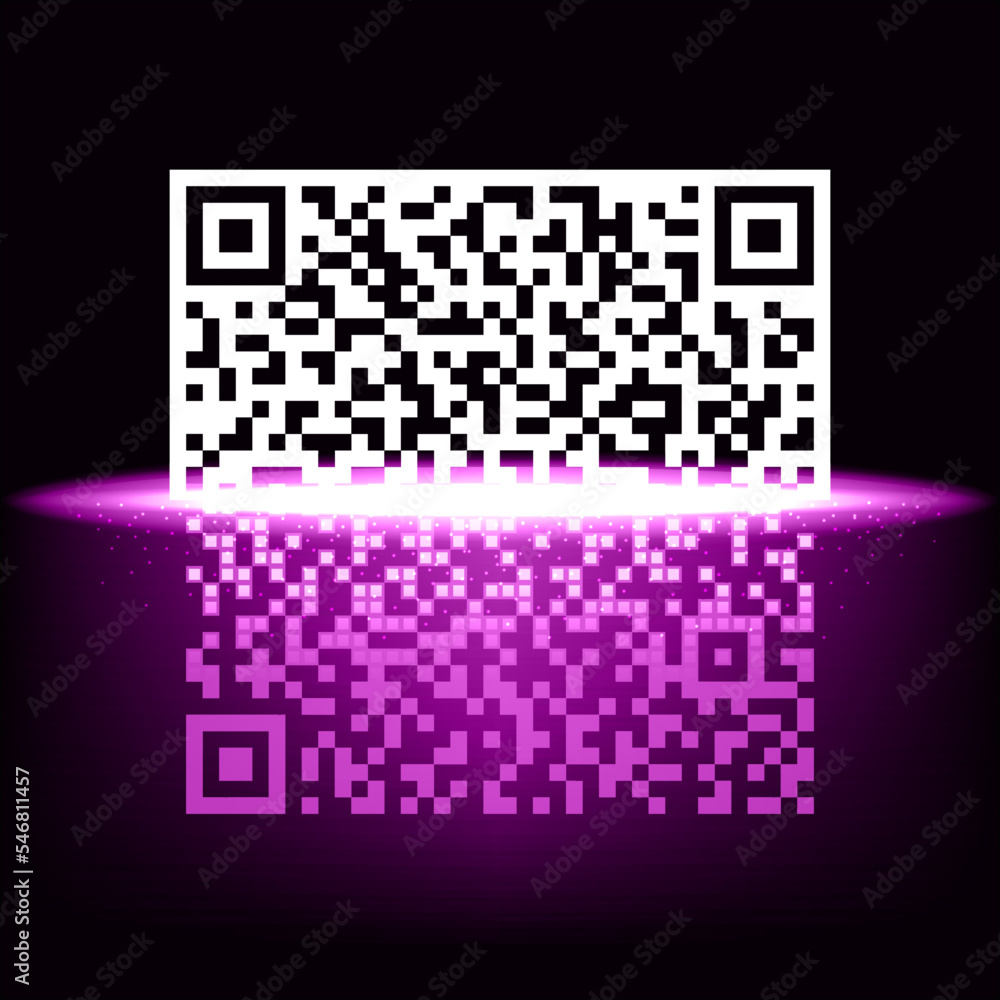 QR code scanning illustration on a black background for Your business ...