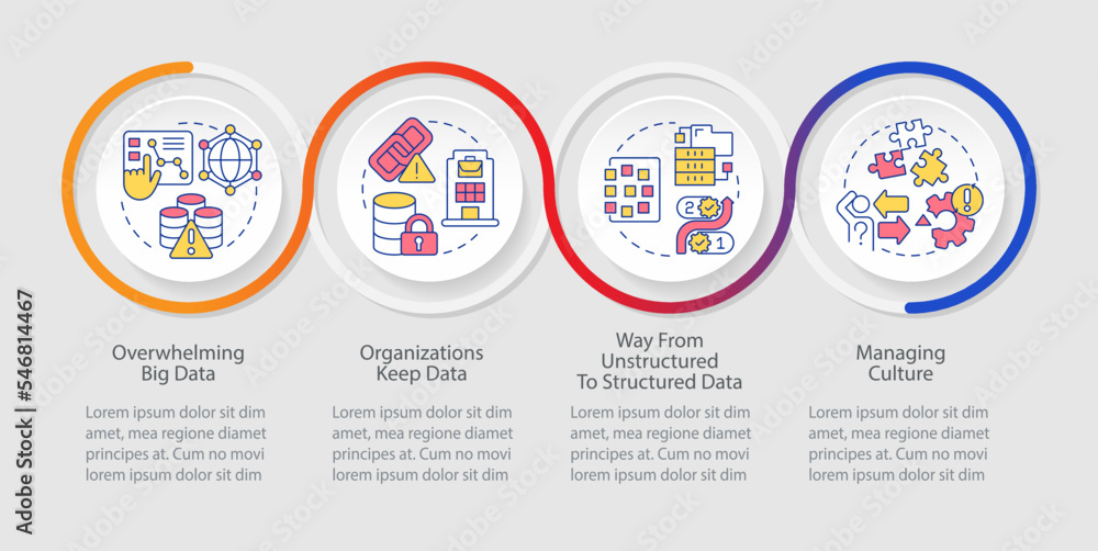 Data management challenges loop infographic template. Information ...