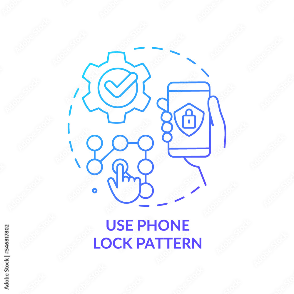 Use phone lock pattern blue gradient concept icon. Smartphone graphic ...