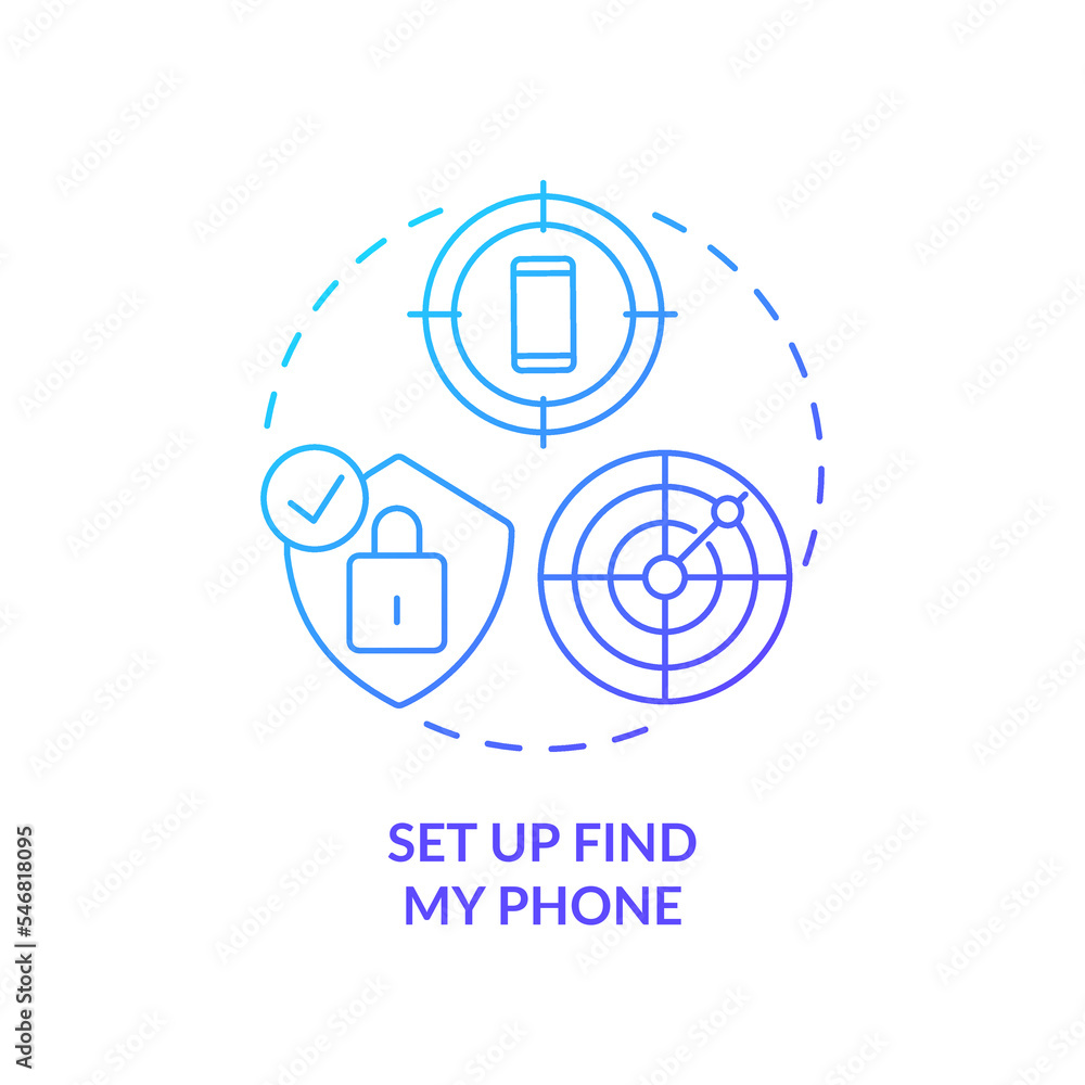 Set up find my phone blue gradient concept icon. Pinpoint lost device ...