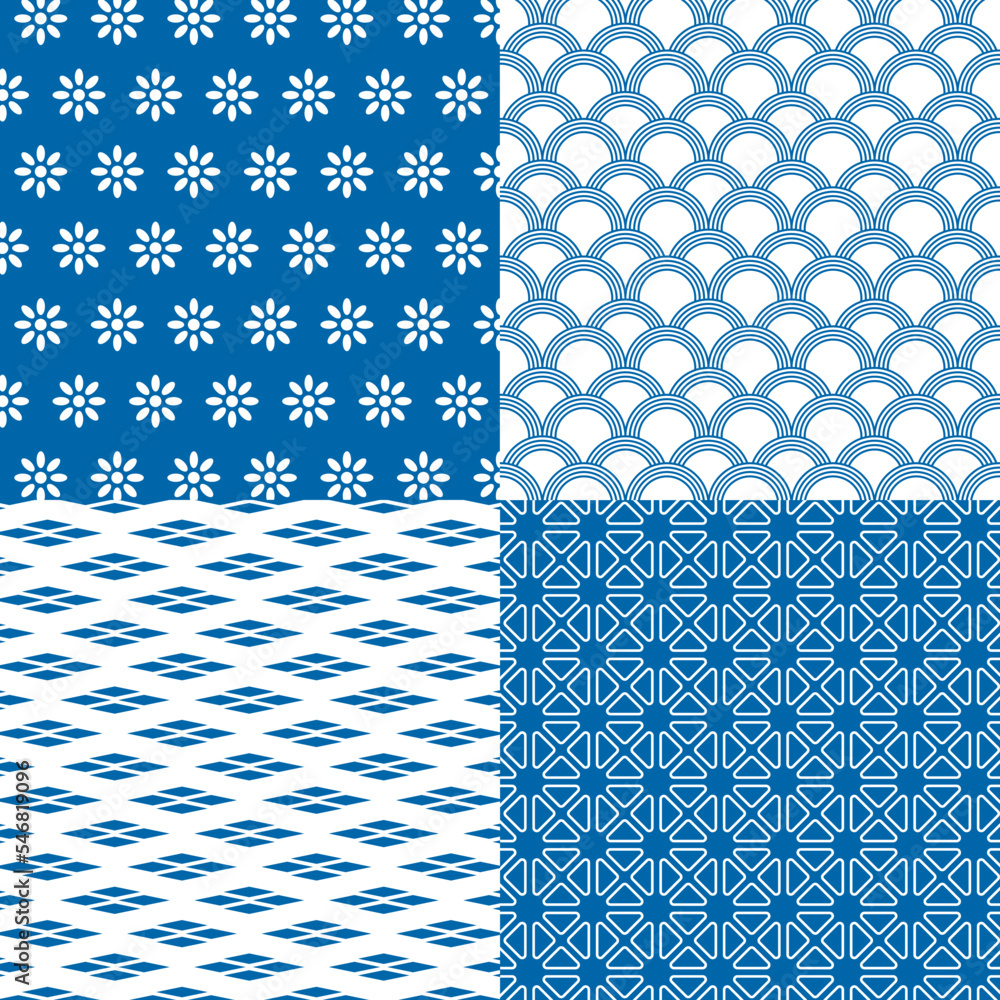 Set of seamless pattern in japanese style. Abstract texture in japanese ...