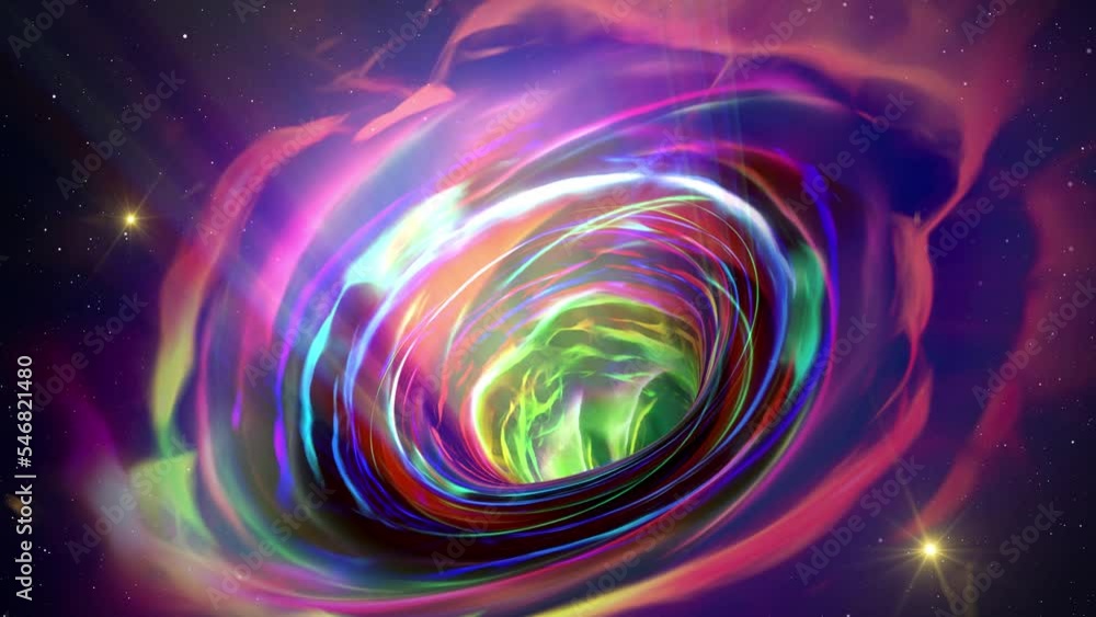 An animated model of various space phenomenons such as worm hole, black ...