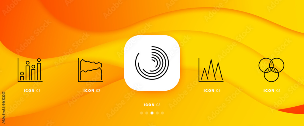 Statistical data set icon. Bar chart, pie, graph, diagram, statistics ...