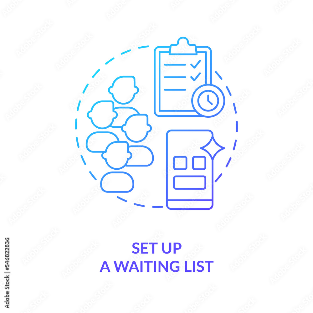 Set up waiting list blue gradient concept icon. Brand marketing ...