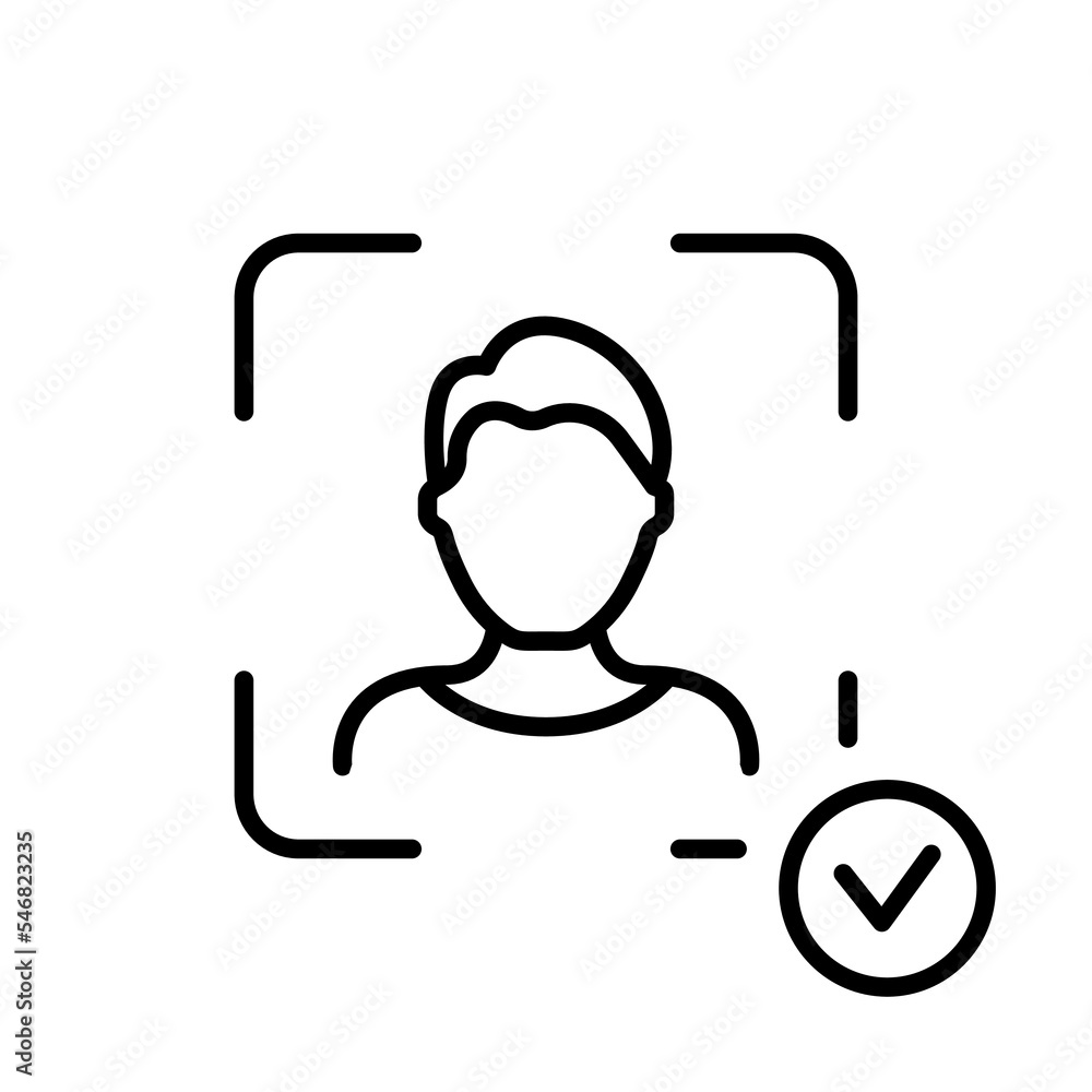 Scan Face ID Line Icon. Facial Recognition Linear Pictogram. Biometric ...