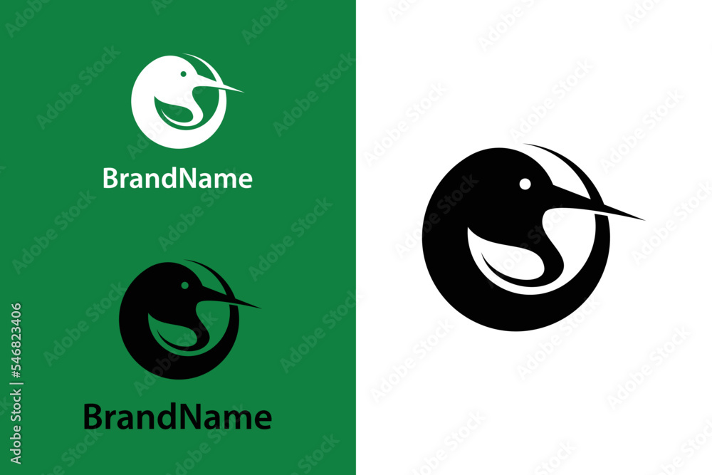 Leaf Hummingbird Logo design concept. Circular hummingbird logo with ...