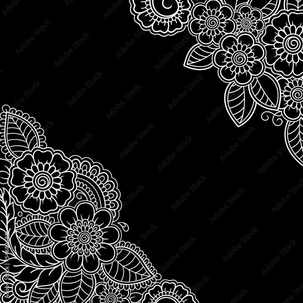 Frame in eastern tradition. Stylized with henna tattoos decorative ...