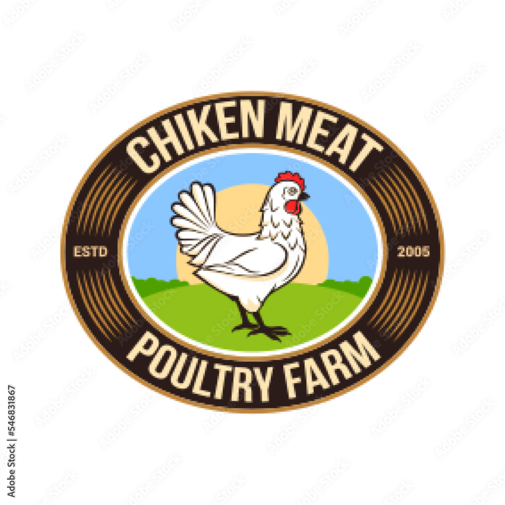 Chicken Poultry Farm Logo, Vintage Quality. Fresh Organic Chicken Meat ...