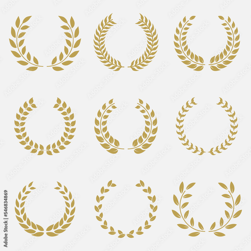 Olive Leaves Branch Award Silhouette Icon. Laurel Wreath, Success Round ...