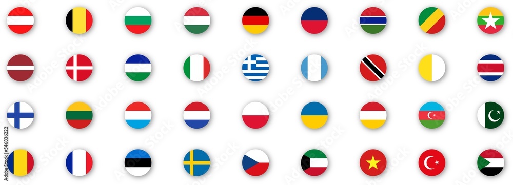 Round icons of flags of European countries. Flag vector icons on ...