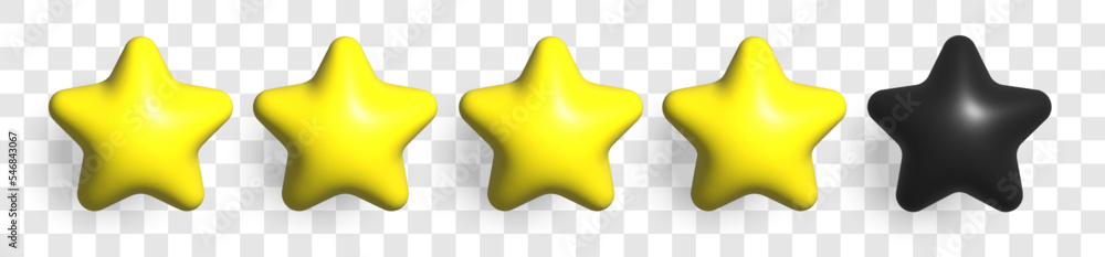 3D Star .Sparkle stars set. Realistic vector star symbols.Glossy stars ...