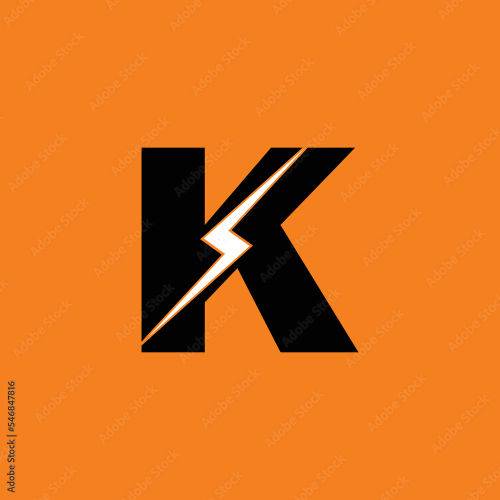 K letter with lightning bolt logo design Stock Vector | Adobe Stock