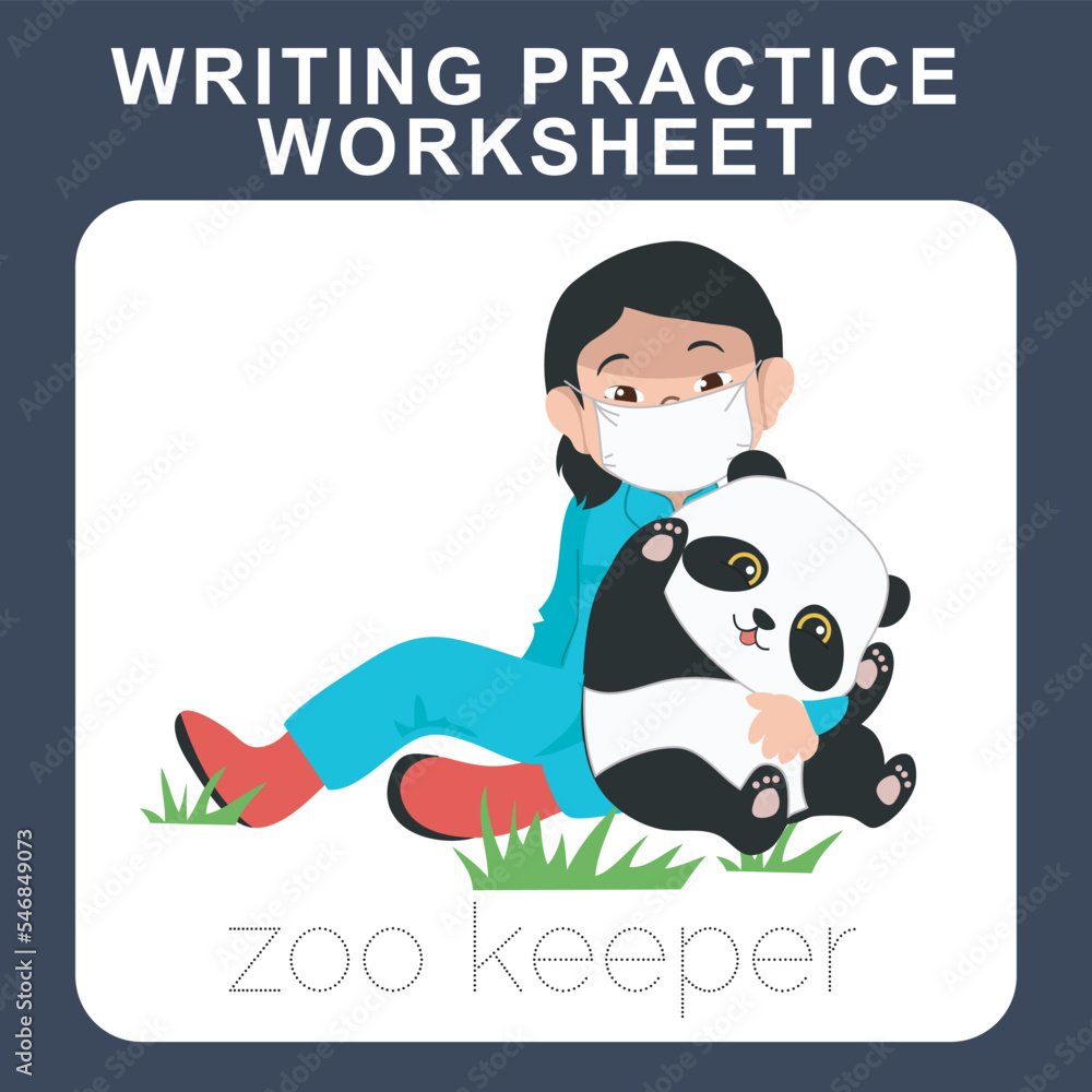 Writing practice worksheet with kids’ profession dream theme. A cute ...