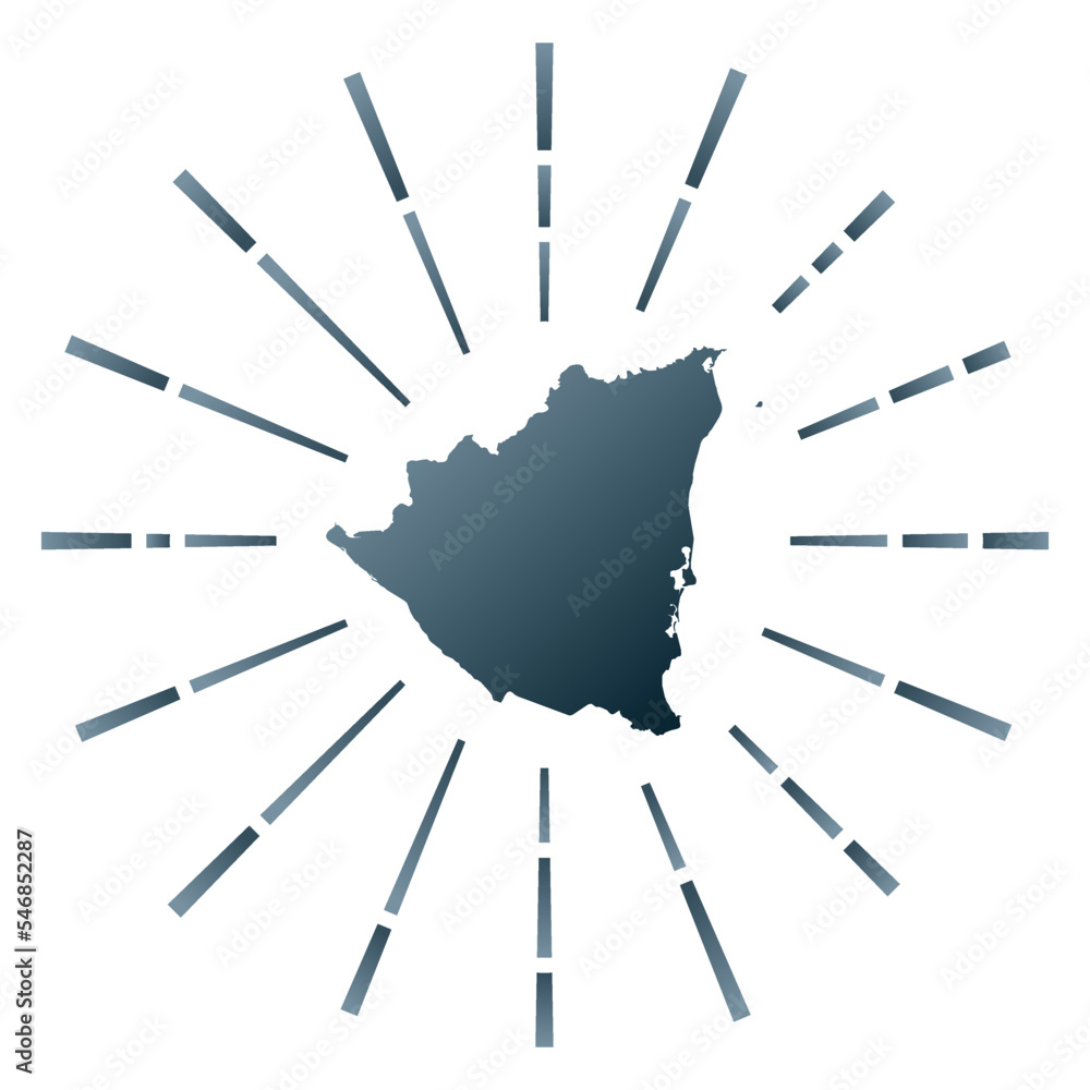 Vetor de Nicaragua gradiented sunburst. Map of the country with ...