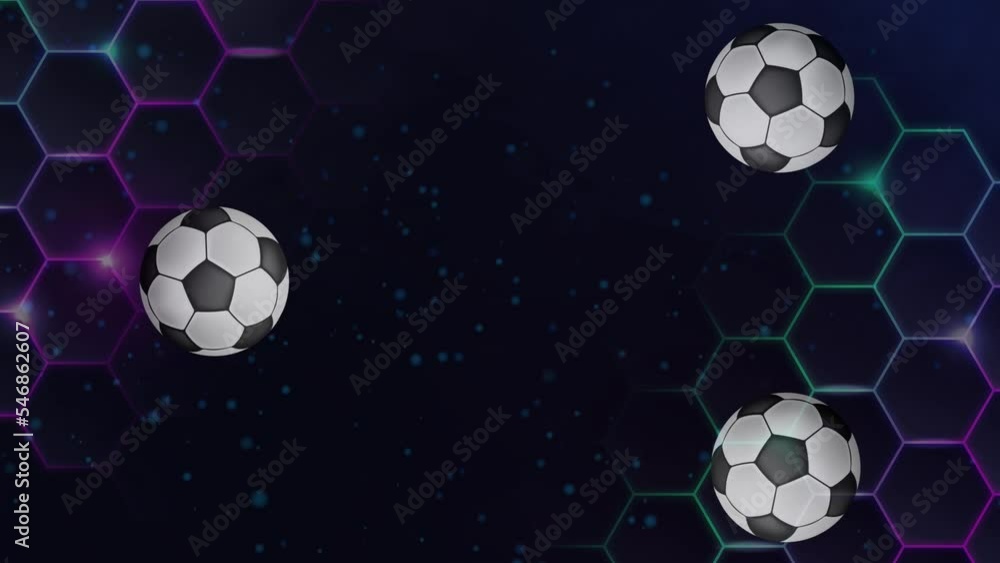 Three Football and soccer ball animation with black background for ...