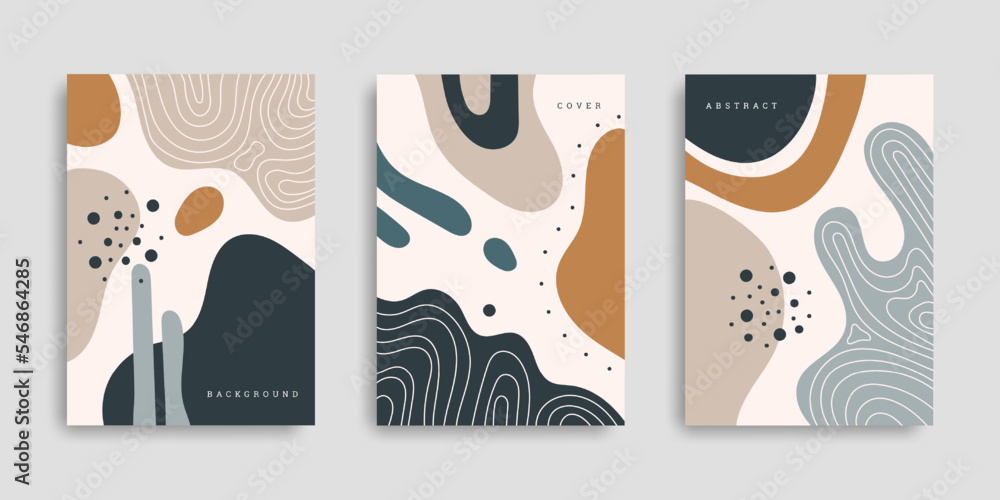 Set of abstract covers with fluid shapes. Collection of A4 backgrounds ...