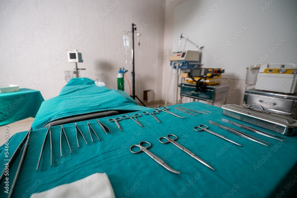 Sterile operation room in the hospital display sets of medical surgical ...
