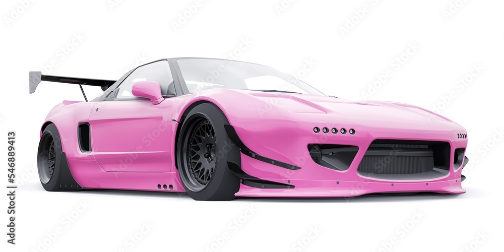 Tokyo. Japan. March 9, 2022. Pink Honda NSX 1992. A tuned version of a ...