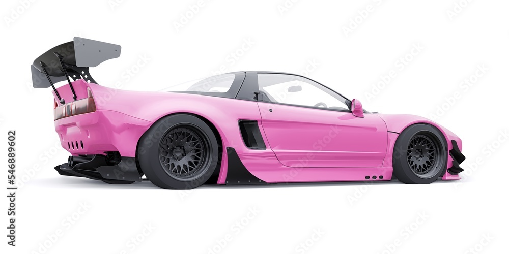 Tokyo. Japan. March 9, 2022. Pink Honda NSX 1992. A tuned version of a ...