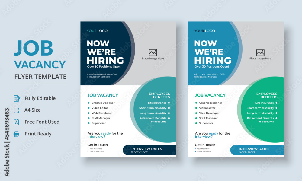 Job Vacancy Flyer Template, Job Recruitment Flyer, We are Hiring Job ...