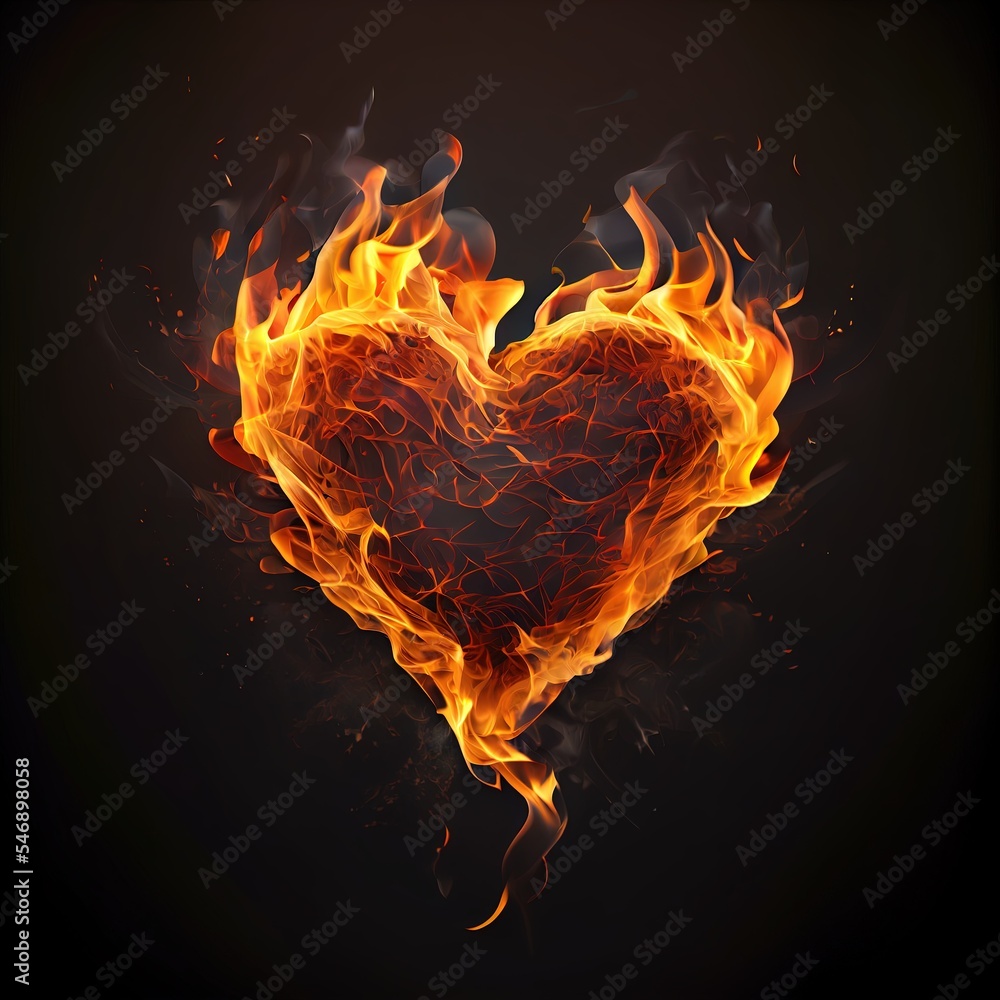 Fire heart on isolated background. Isolated love symbol made of fire ...