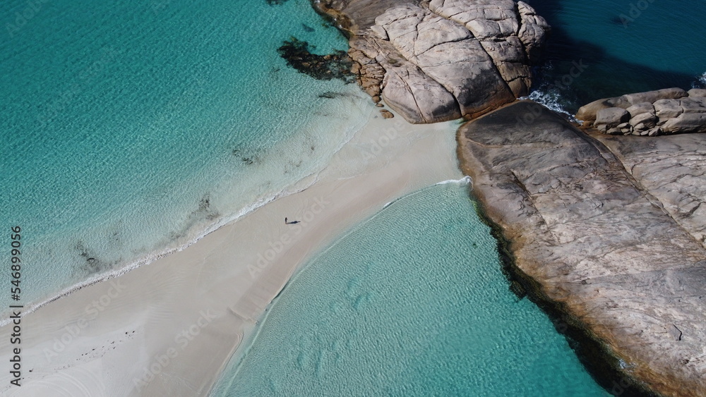 Aerial picture of Wylie bay rocks in Esperance. 2 beaches next to each ...
