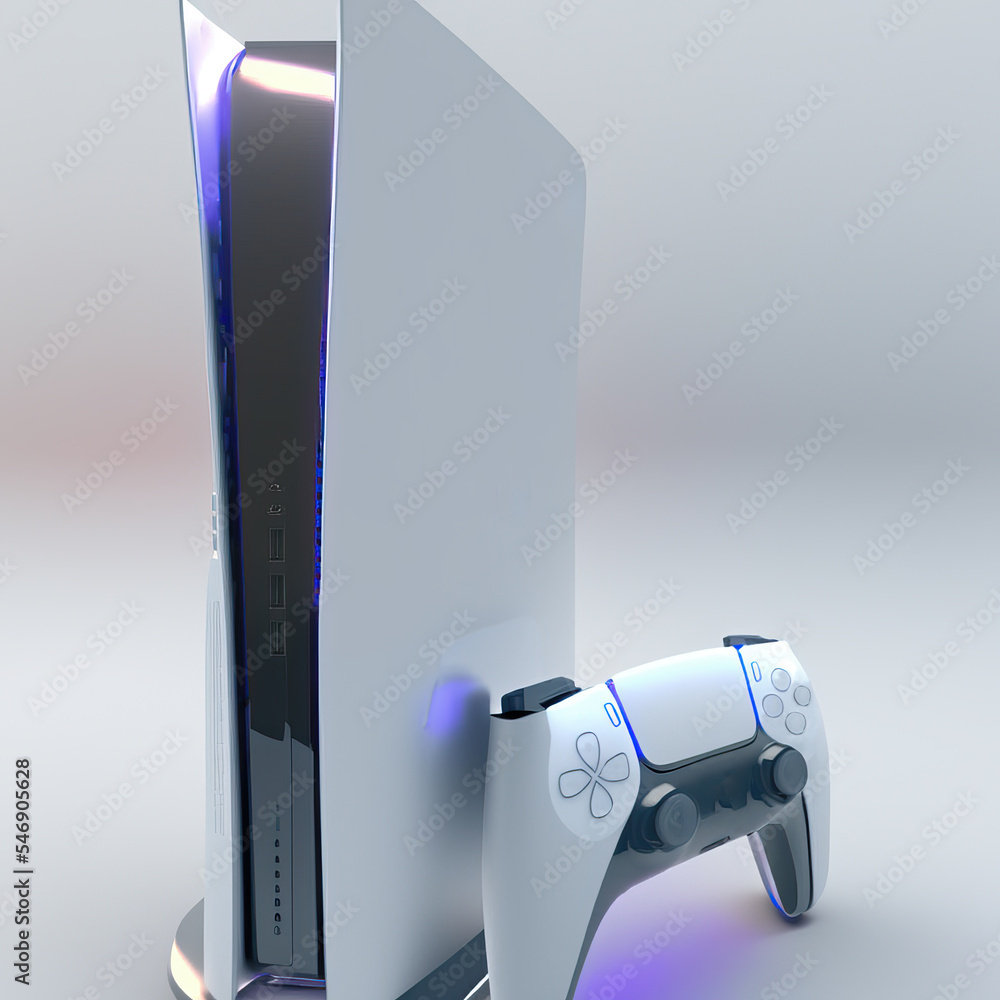 Futuristic game concept of new home video game console and wireless ...