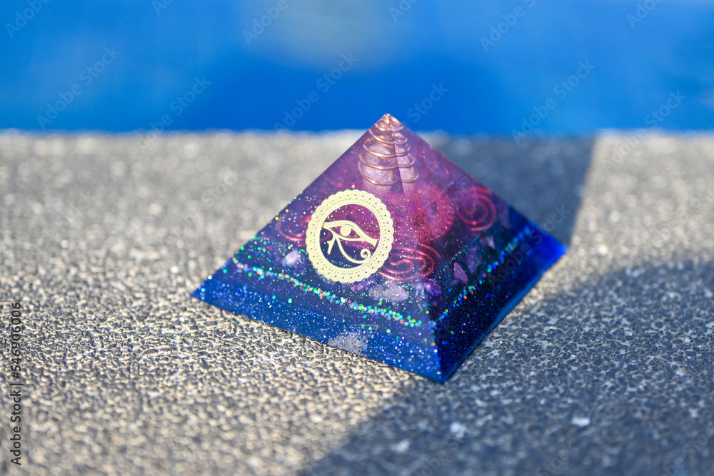 violet navy blue gold and orange pink with eye of Horus and Yantra's ...