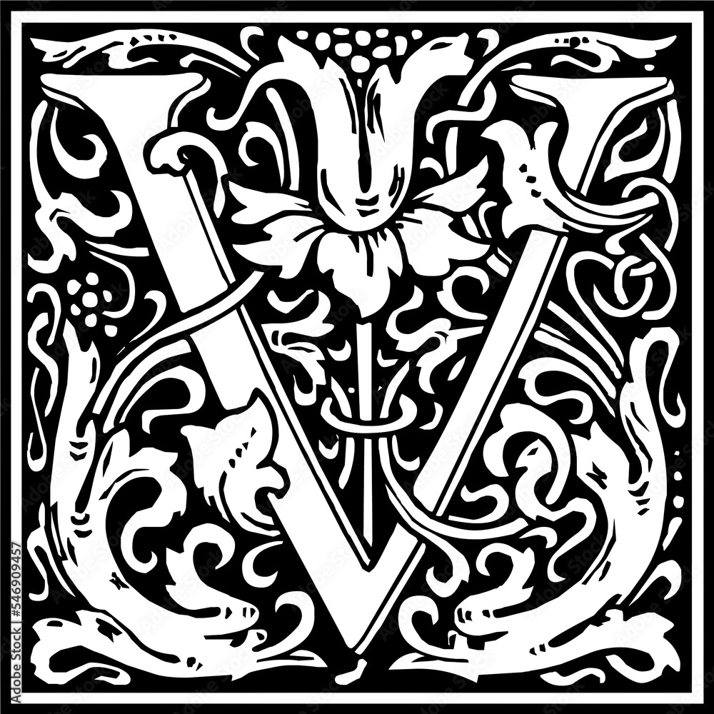v gothic consonant etter of alphabet Stock Illustration | Adobe Stock