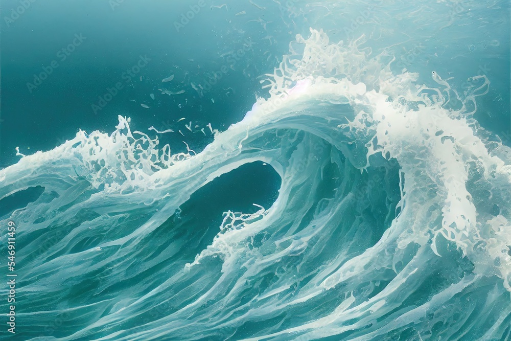 Tidal wave rising and splashing illustration. Stock Illustration ...