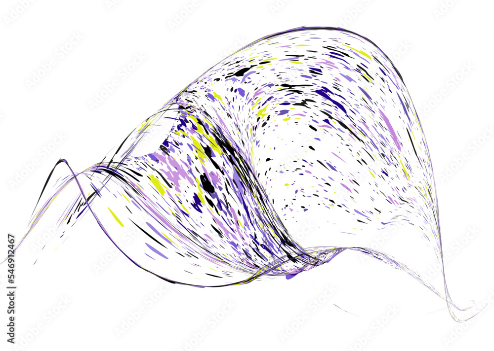 Multi-colored dust particles and debris, paint splashes, strokes are ...